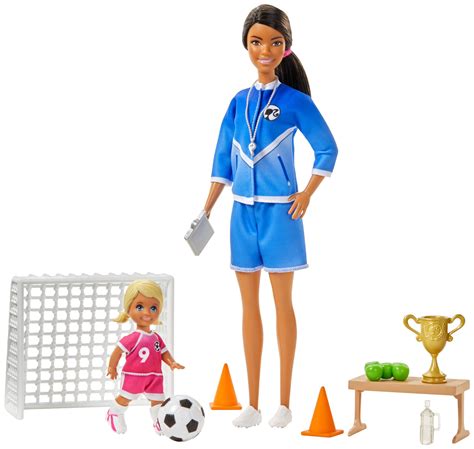 Barbie Career Soccer Coach Playset With 2 Dolls And Accessories