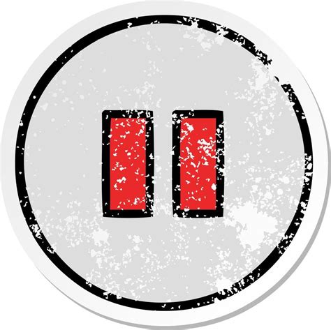 Distressed Sticker Of A Cute Cartoon Pause Button 10575134 Vector Art