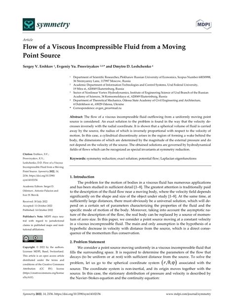 Pdf Flow Of A Viscous Incompressible Fluid From A Moving Point Source