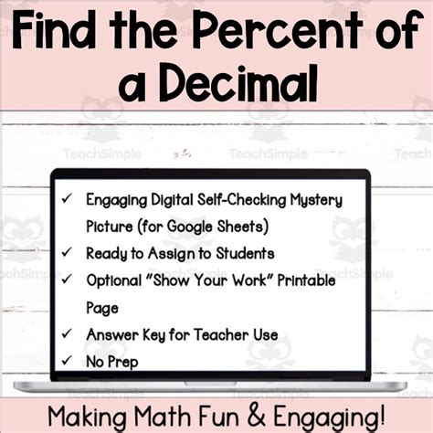 Finding Percent Of A Decimal Digital Self Checking Activity By Teach Simple