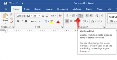 Create And Modify Multilevel List In Microsoft Word