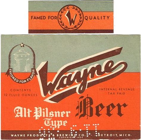 1935 Wayne Alt Pilsner Type Beer 12oz Label Cs52 17 Detroit Sold At Auction On 30th August
