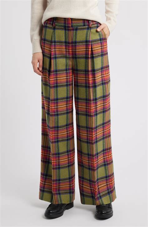 Boden Chiswick Plaid Wide Leg Pants