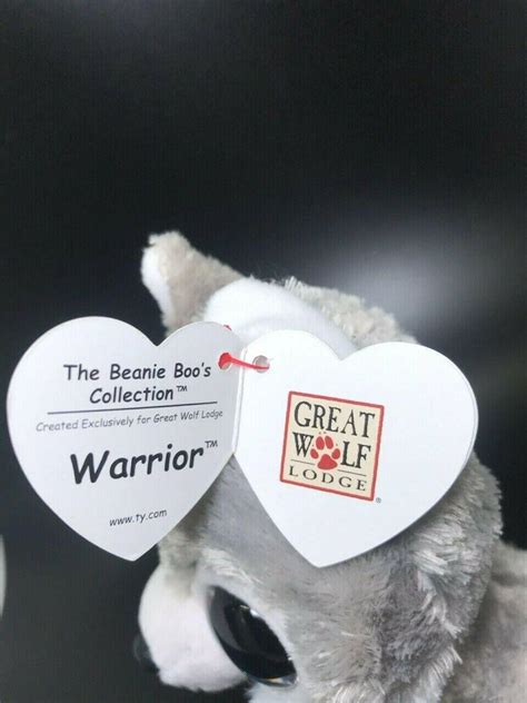 New Rare Ty Beanie Boos Warrior Gray Wolf Great Wolf Lodge Exclusive
