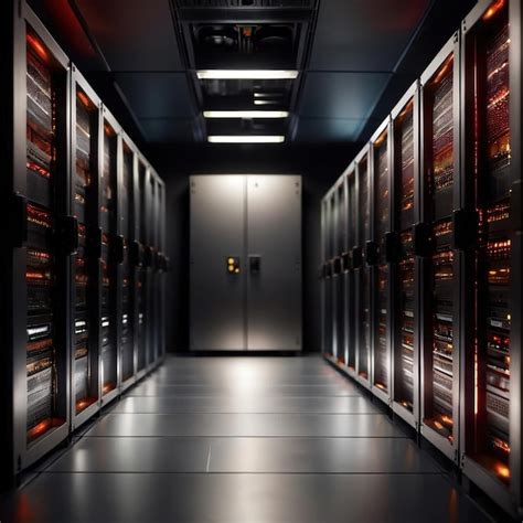 Premium Photo High Tech Computer Server Room Housing Centralized