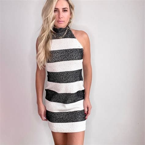 St John Dresses St John Evening Cream And Black Sequin Halter
