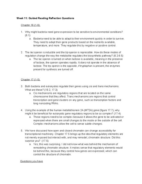 Week 11 Guided Reading Reflection Questions Week 11 Guided Reading