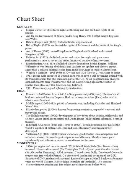 Life In The Uk Cheat Sheet Download Free Pdf Kingdom Of England