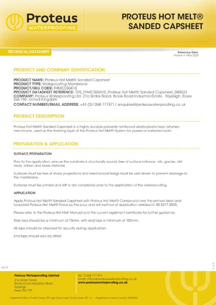 Proteus Hot Melt® Sanded Capsheet Waterproofing Membrane Proteus