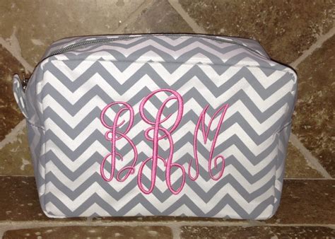 Monogrammed Chevron Cosmetic Bag Makeup Bag Bridesmaid T