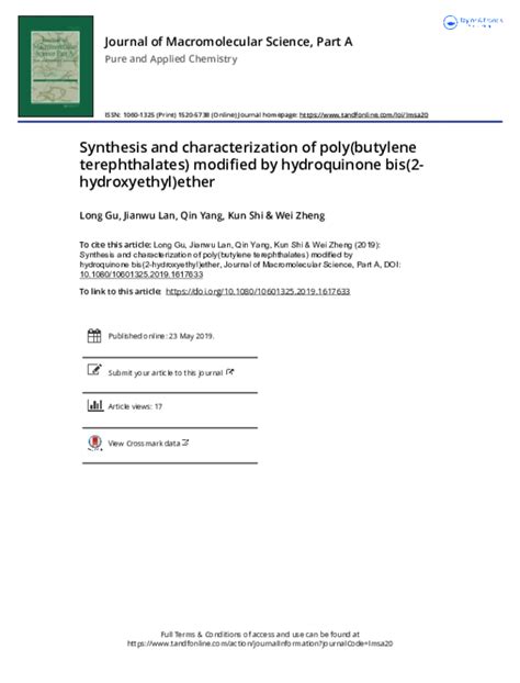 Pdf Synthesis And Characterization Of Polybutylene Succinate Co