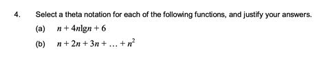 solved 4 select a theta notation for each of the following