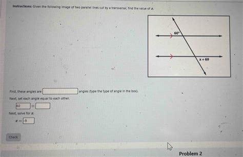 solved instructions given the following image of two parallel lines
