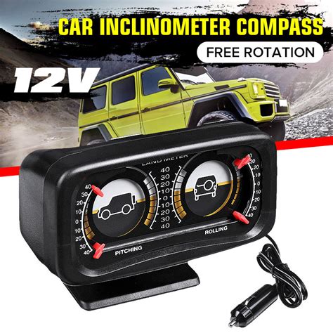 Led Car Compass Inclinometer 12v Car Angle Tilt Two Barreled Backlight