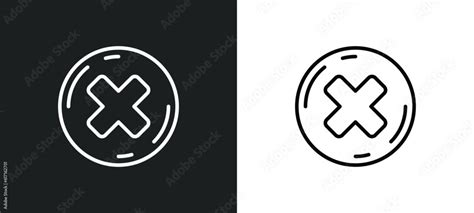 Round Delete Button Line Icon In White And Black Colors Round Delete Button Flat Vector Icon