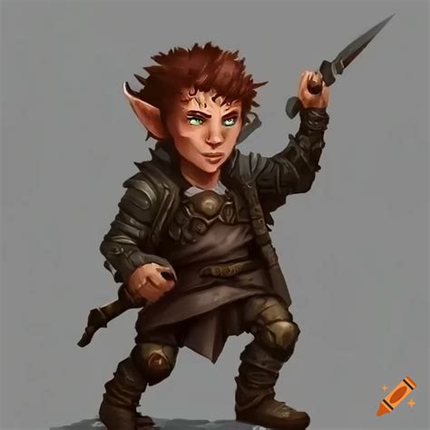 Anime Style Artwork Of A Sly Halfling Rogue With Daggers 50 Off