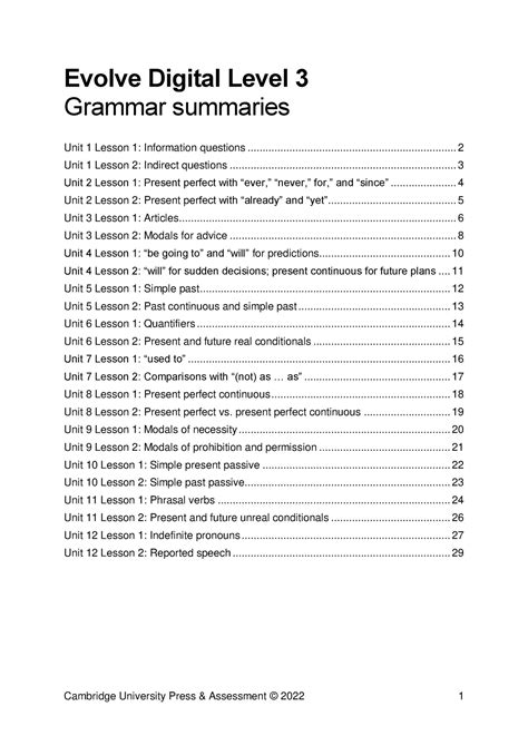 evolve digital level 3 grammar summaries grammar summaries evolve