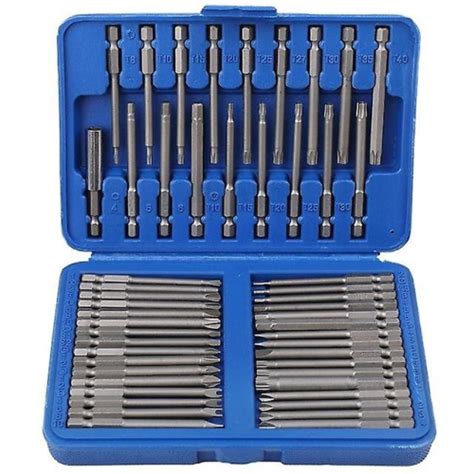 50pc 75mm Extra Long Reach Bit Set Security Screwdriver Bits Torx Star