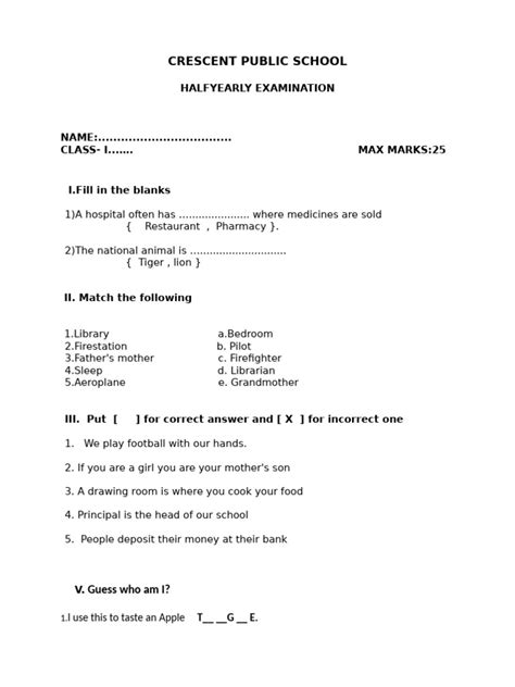 Class 1 Evs Pdf