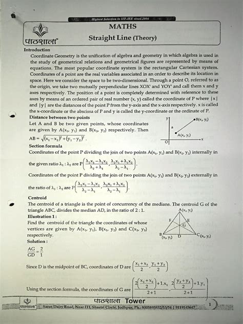 Straight Lines Class 11 Paathshala Pdf