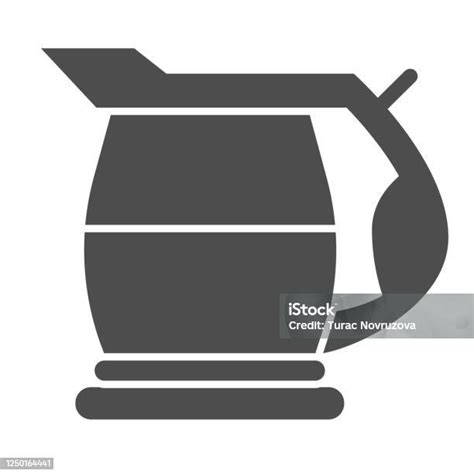 주전자 솔리드 아이콘 가전 제품 개념 흰색 배경에 전기 강철 온수기 표지판 모바일용 글리프 스타일의 가열 용 전자 주전자 벡터 그래픽 가정 생활에 대한 스톡 벡터 아트 및