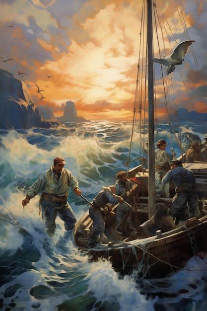 Una Pintura De Un Hombre En Un Barco Con Una Vela Y Las Palabras El