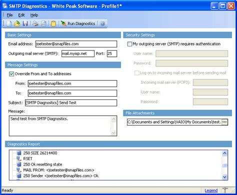 smtp diagnostics screenshot and download at