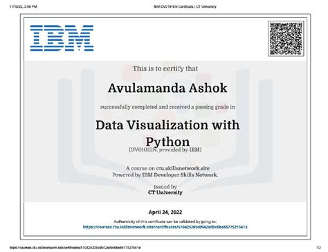 Certificate In Data Visualization With Python Ashok Avulamanda