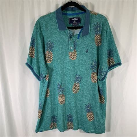 Chubbies Shirts Chubbies Polo Shirt Mens Xxl Blue Green Pineapple