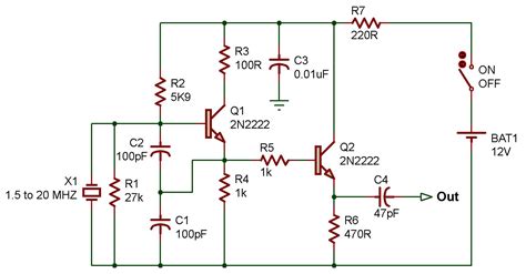 Transistor Oscillator Circuit Diagram Crystal Oscillator 2n2