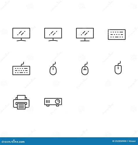 Computer Peripheral Devices Icon Set Editable Vector Stroke Stock