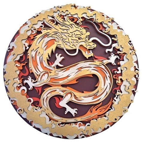 Mándala Dragon Multi Capa Fabricado En Madera Artesanal Con 5 Capas