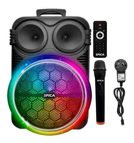 Alto Falante Bluetooth Portátil Spica Sp 4412 Luzes Led Rgb De 12 Polegadas Mercadolivre