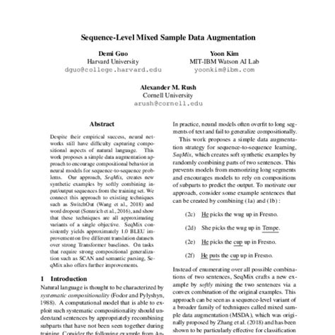 Sequence Level Mixed Sample Data Augmentation Acl Anthology