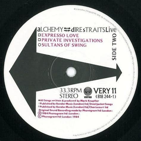 Dire Straits Alchemy Dire Straits Live Vinyl Record Lp Vertigo 1984