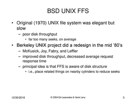 Cse 451 Operating Systems Autumn 2004 Bsd Unix Fast File System Ppt