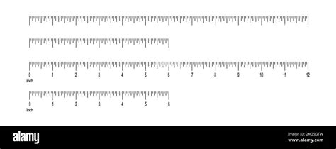 6 And 12 Inch Ruler Scale With And Without Numbers 1 Foot Measuring