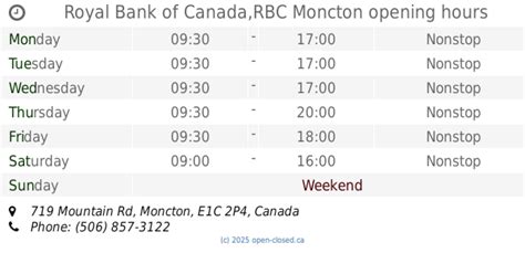 Royal Bank Of Canadarbc Moncton Hours 719 Mountain Rd