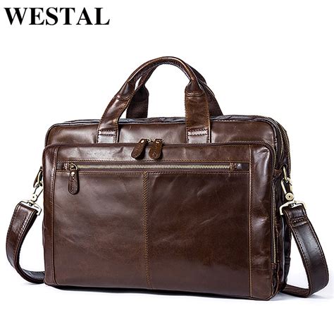 Westals Genuine Leather Multi Purpose Briefcase Bags For Men