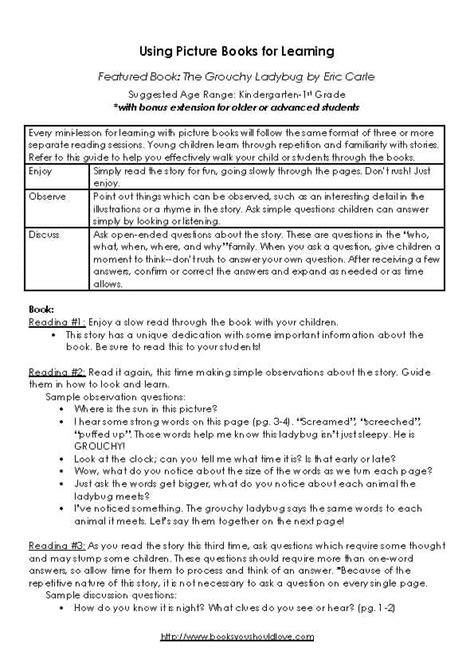 The Grouchy Ladybug By Eric Carle Reading Lesson Plan With Extension