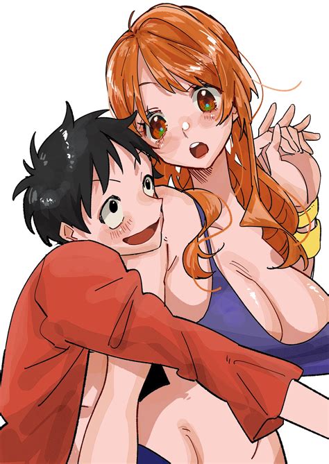 Nami And Monkey D Luffy One Piece Drawn By Azuki Sena Danbooru