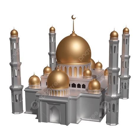 Mesquita Islâmica Dourada 3d Realista Png Masjid Mesquita Islamismo