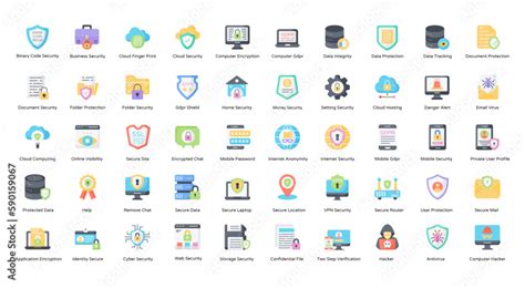 Information Security Flat Icons Data Integrity Icon Set In Color Style