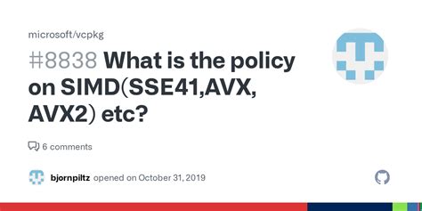 What Is The Policy On Simdsse41avx Avx2 Etc · Issue 8838 · Microsoftvcpkg · Github
