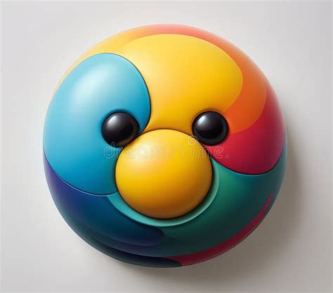 Colorful Abstract Smiley Face 3d Render On White Background Stock