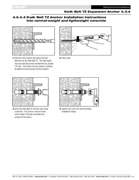 Hilti Kwik Bolt Tz Installation