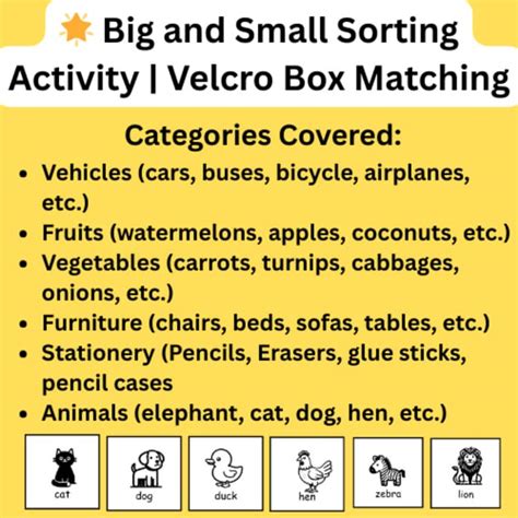 Big And Small Sorting Activity Cut And Paste Identify Size Back To School