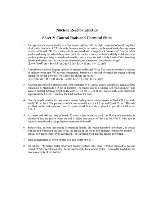 Sheet 2 Pdf Nuclear Reactor Nuclear Physics