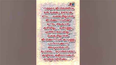 ലക്ഷ്യമില്ലാതെ ജീവിക്കുന്നവർ കാറ്റത്തു പാറിനടക്കുന്ന അപ്പൂപ്പൻതാടി പോലെ