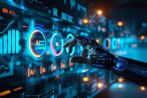 Premium Photo Ai Data Visualization With Robotic Hand Advanced Technology In Artificial